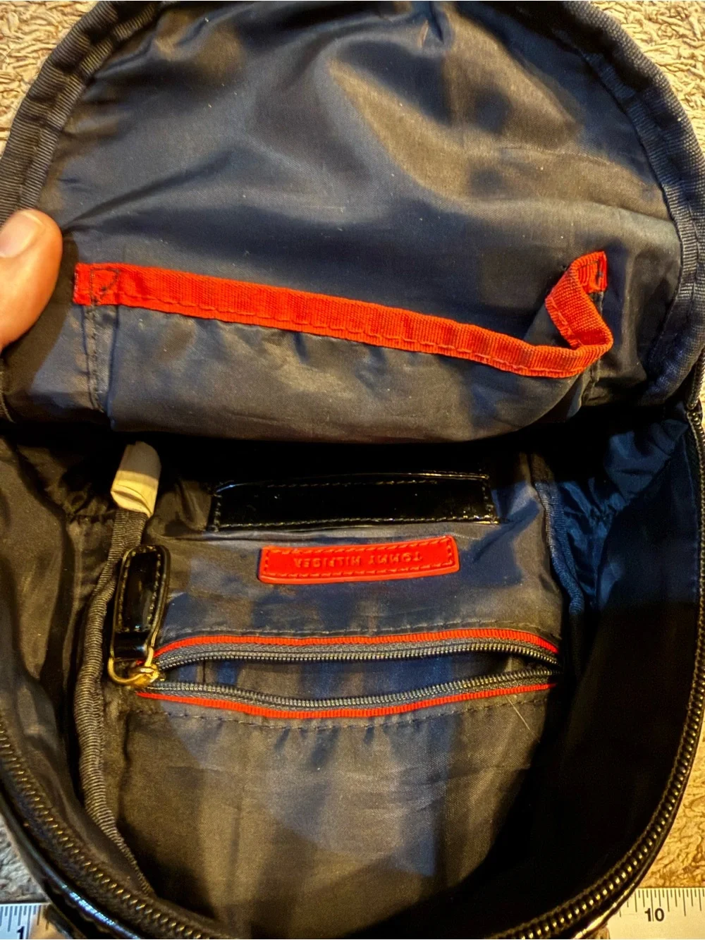 Bags | Tommy Hilfiger Black Patent Mini Crossbody Backpack With Gold ...